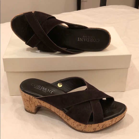 Cordani | Shoes | Cordani Suede Cork Heel Sandals | Poshmark